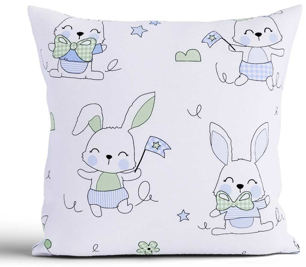 MK Lůžkoviny Bavlněný povlak na polštář Renforcé 40 x 40 cm - Králíčci modré