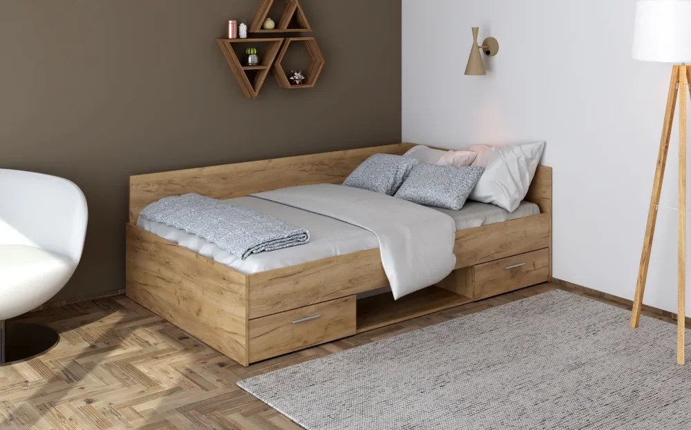Postel, 120x200, dub artisan, BOAT