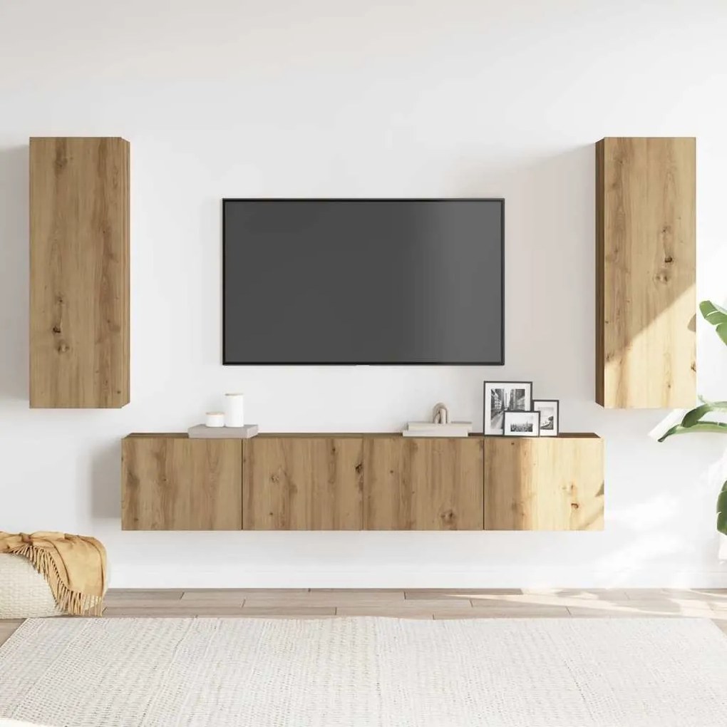 Nástěnné TV skříňky 4 ks dub artisan kompozitní 3328972