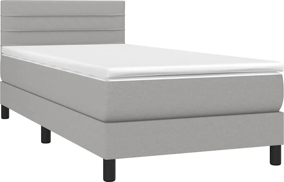 Box spring postel s matrací světle šedá 80 x 200 cm textil 3140089