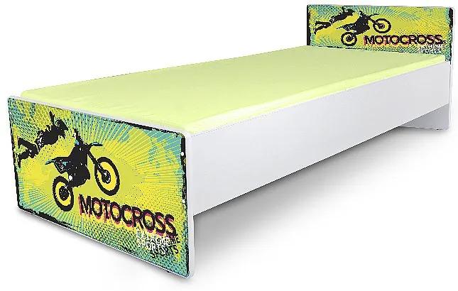 Dětská postel M - Motocross - žlutá