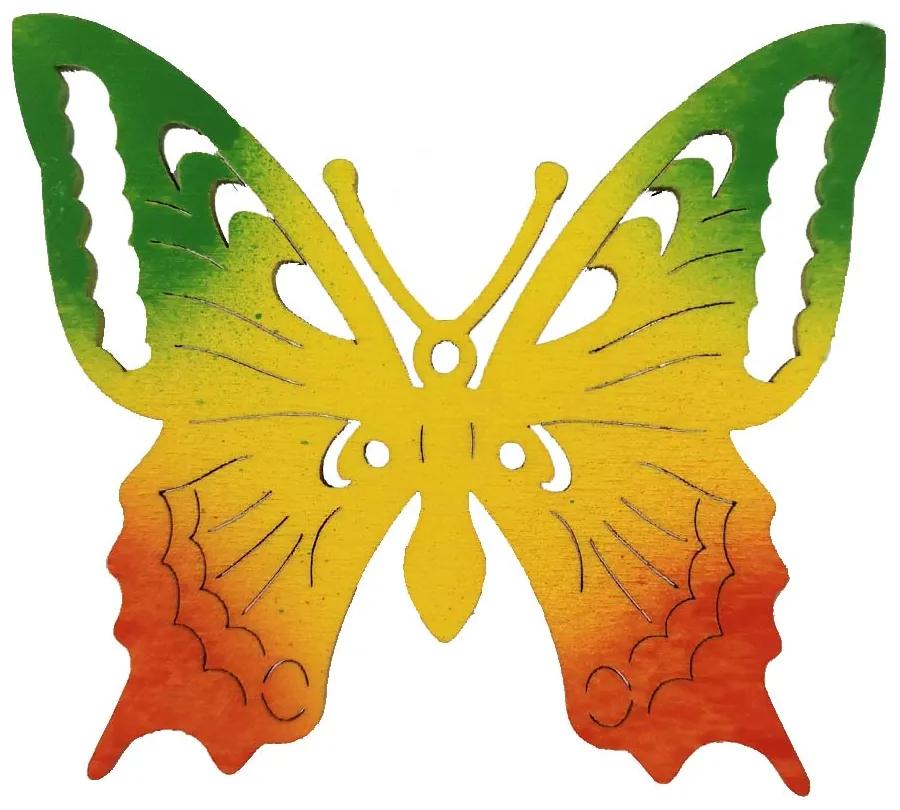 AMADEA Dřevěná dekorace barevná motýl 8 cm