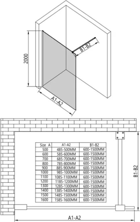 Erga Paris, sprchová zástěna Walk-In 60x200 cm, 8mm čiré sklo, chromový profil, ERG-V02-PARIS-060x200-CL-CR