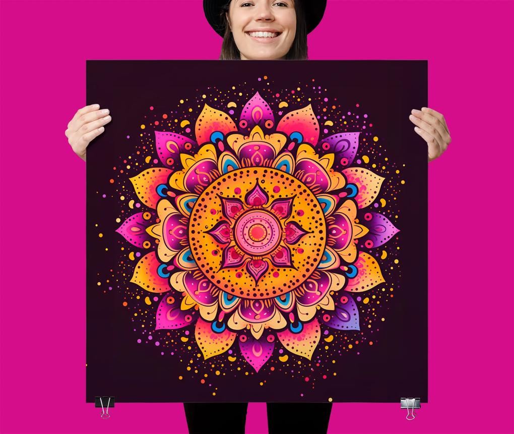 Plakát - Mandala magenta orange FeelHappy.cz Velikost plakátu: 100 x 100 cm