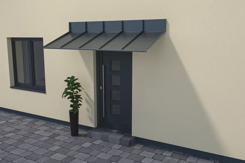 Kovová stříška nad dveře RainBlock 248 x 95 cm ✔ Hmoždinky Fischer (20 ks) – plná zeď, beton ✔ Barva vlastního výběru + pozink