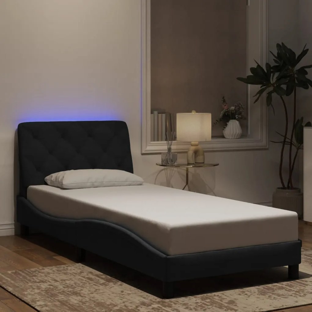Rám postele s LED bez matrace černý 80 x 200 cm samet 3213821