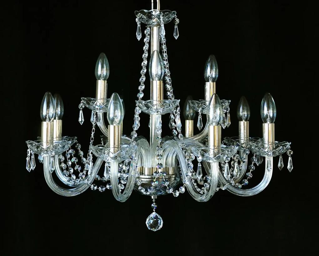 12 Arms plain crystal chandelier with cut crystal drops