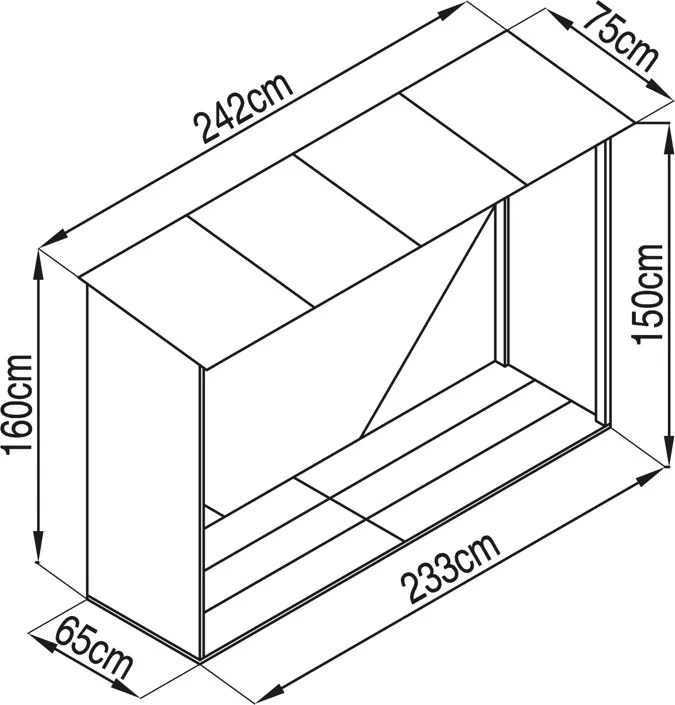 Přístřešek na dřevo G21 WOH 181 - 242 x 75 cm, antracitový (63900514)