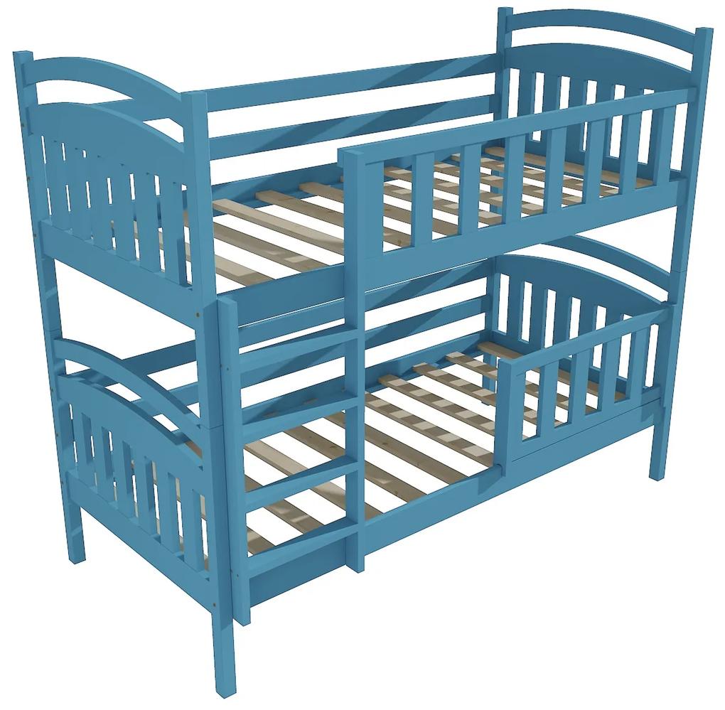 Vomaks Patrová postel PP 005 se zábranou Rozměr: 80 x 180 cm, Barva: barva modrá, Prostor mezi lůžky: 80 cm