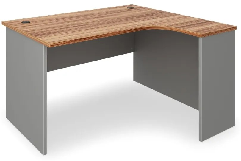 Rohový stůl SimpleOffice 140 x 120 cm, pravý, ořech vlašský / šedá