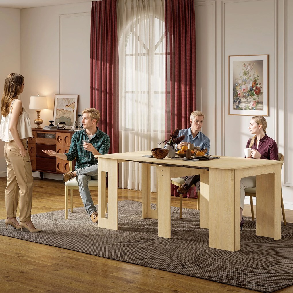 HOMCOM Jídelní stůl, skládací stůl, rozkládací kuchyňský stůl, jídelní stůl, dřevotřískové desky, 60-180 x 85 x 75 cm, přírodní