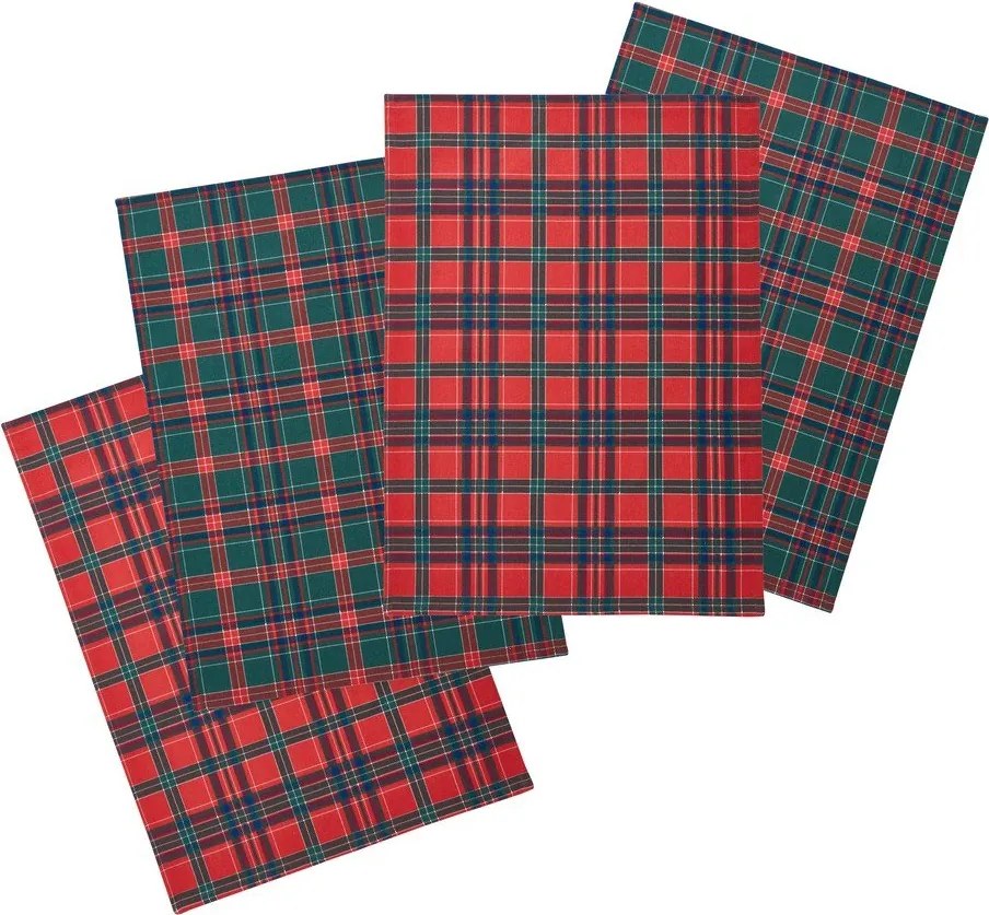 Bavlněné utěrky v sadě 4 ks s vánočním motivem 70x50 cm Christmas Tartan Check – Catherine Lansfield