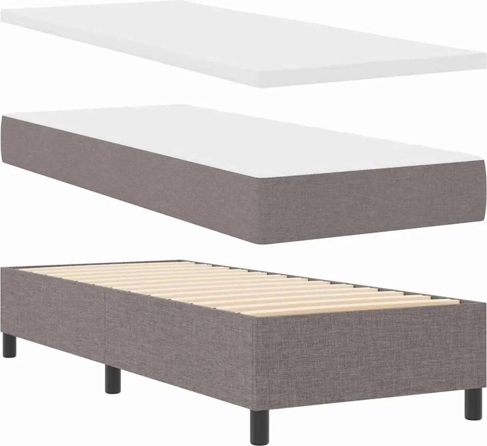 Postel s boxspringem s čelo Taupe 80 x 200 cm textil 3340596