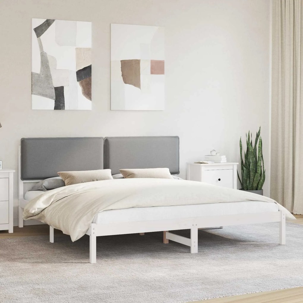 Rám postele s čalouněným čelem Světle šedá 200 x 200 cm 3405561