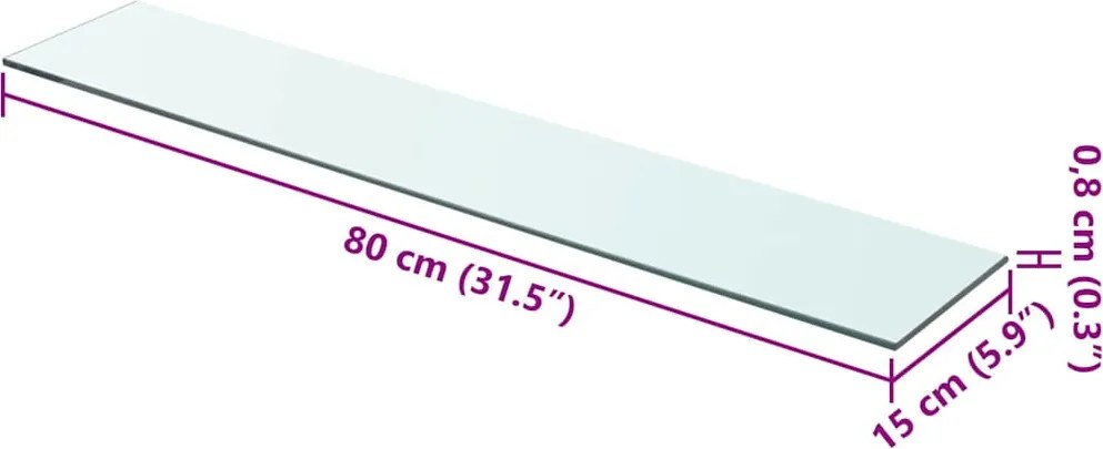 Policové desky 2 ks sklo čiré 80 x 15 cm 3051573
