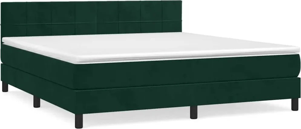 Box spring postel s matrací tmavě zelená 160x200 cm samet 3141314