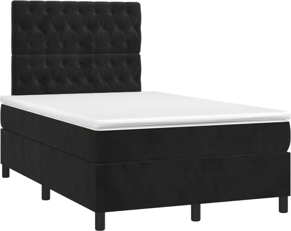 Box spring postel s matrací a LED černá 120x200 cm samet 3136295