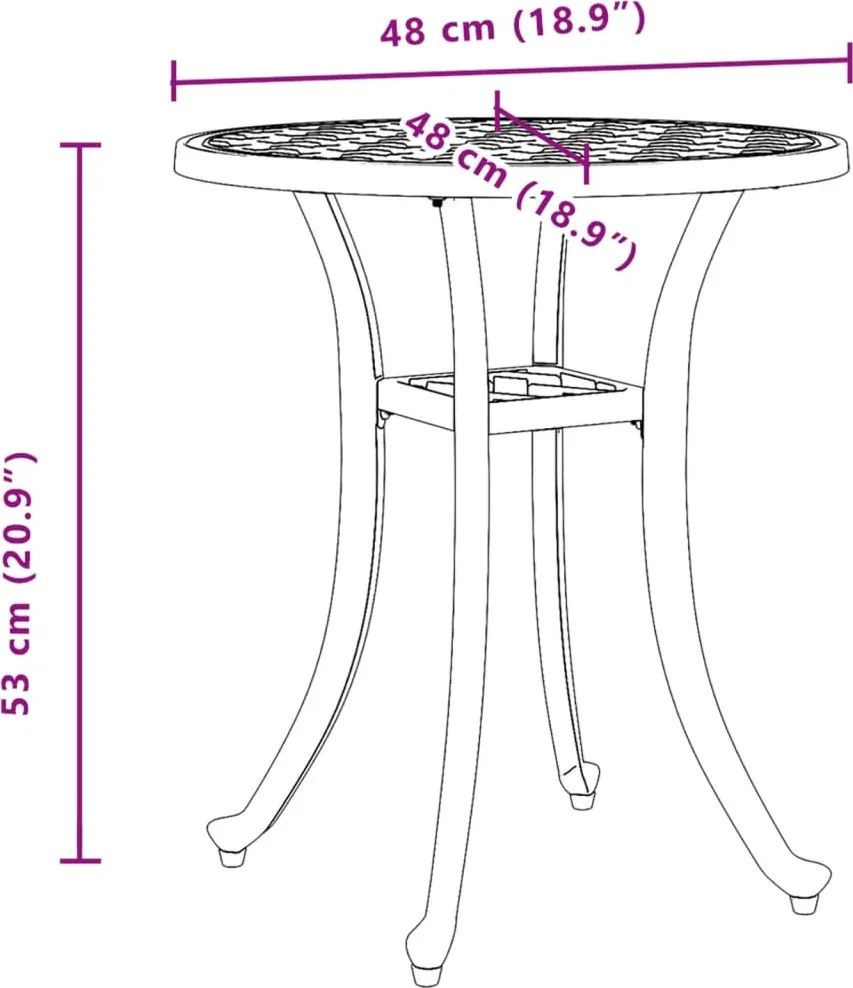 vidaXL Zahradní stůl Ø 48 x 53 cm litý hliník [4002825] Barva: Bílá