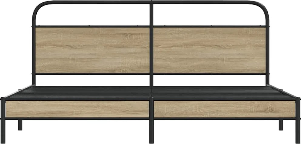 Kovový rám postele bez matrace kouřový dub 193 x 203 cm 3318671