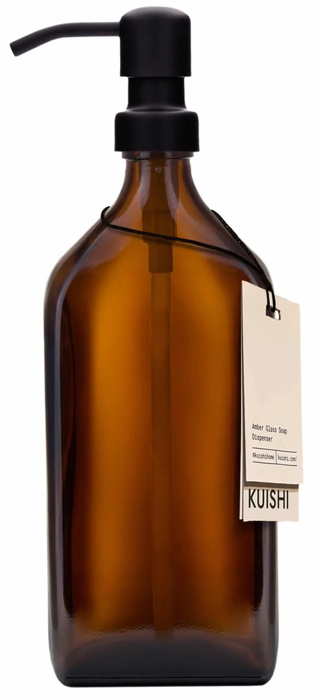 KUISHI Skleněný obdélníkový zásobník na mýdlo Amber 500 ml, hnědá barva, sklo