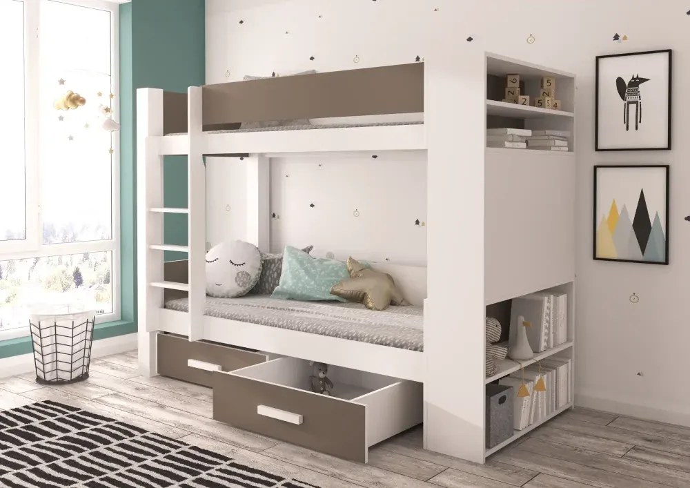 Dvoupodlažní postel pro dvě osoby s matracemi GARET 200x90