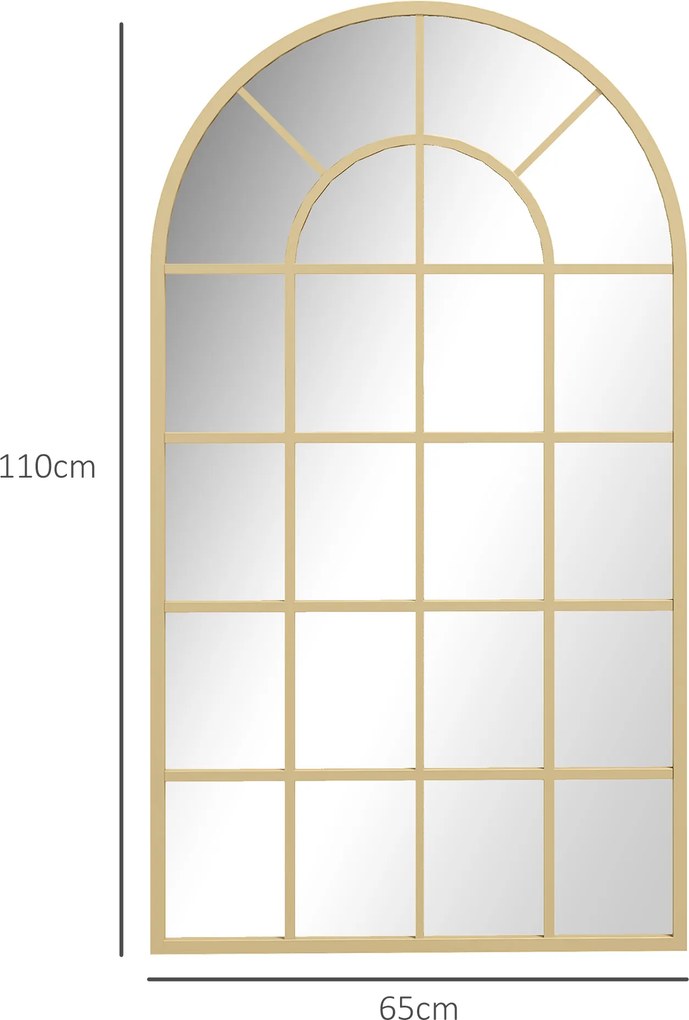 HOMCOM Nástěnné zrcadlo - Zrcadlo do šatny 110 x 65 cm Dekorativní zrcadlo s kovovým rámem Zavěšené zrcadlo do obývacího pokoje pro ložnici Zlaté