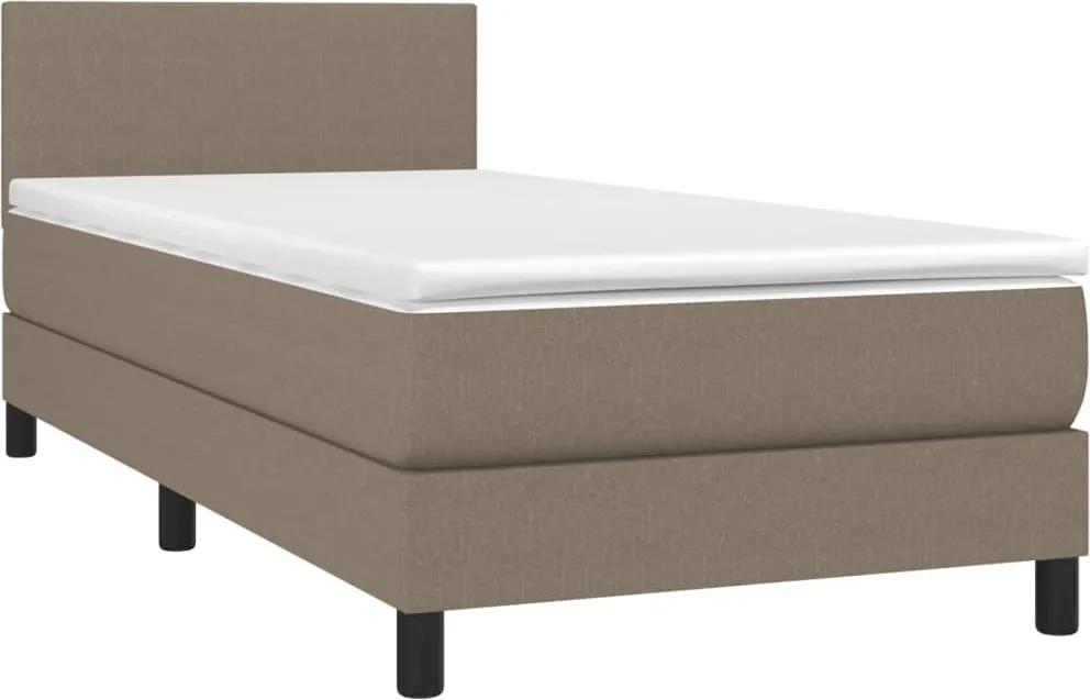 vidaXL Box spring postel s matrací a LED 90x200 cm textil [3132969] Barva: tmavě hnědá