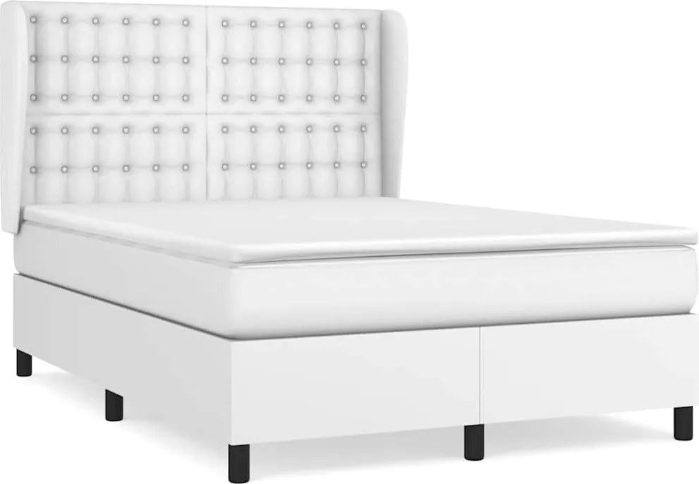 Box spring postel s matrací bílá 140 x 190 cm umělá kůže 3129028