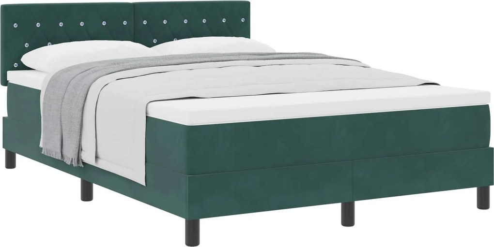 Postel s boxspringem s matrací Tmavě zelená 140 x 190 cm samet 3339107