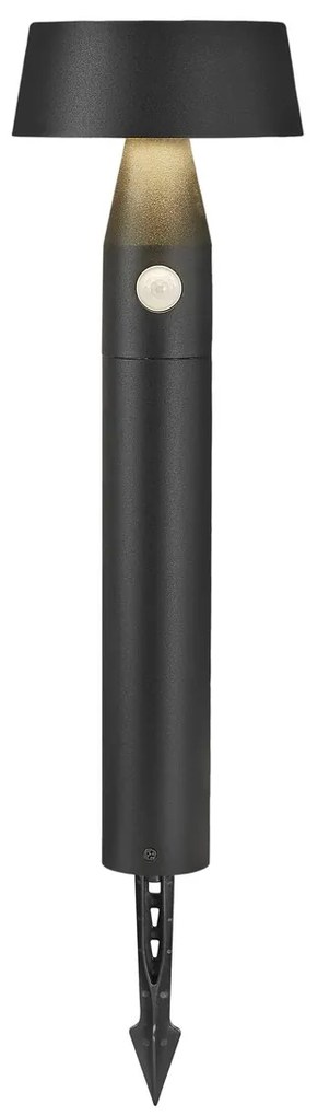 Černý zahradní solární LED sloupek Nama s pohybovým čidlem zapichovací 1W 50cm  - Nordlux