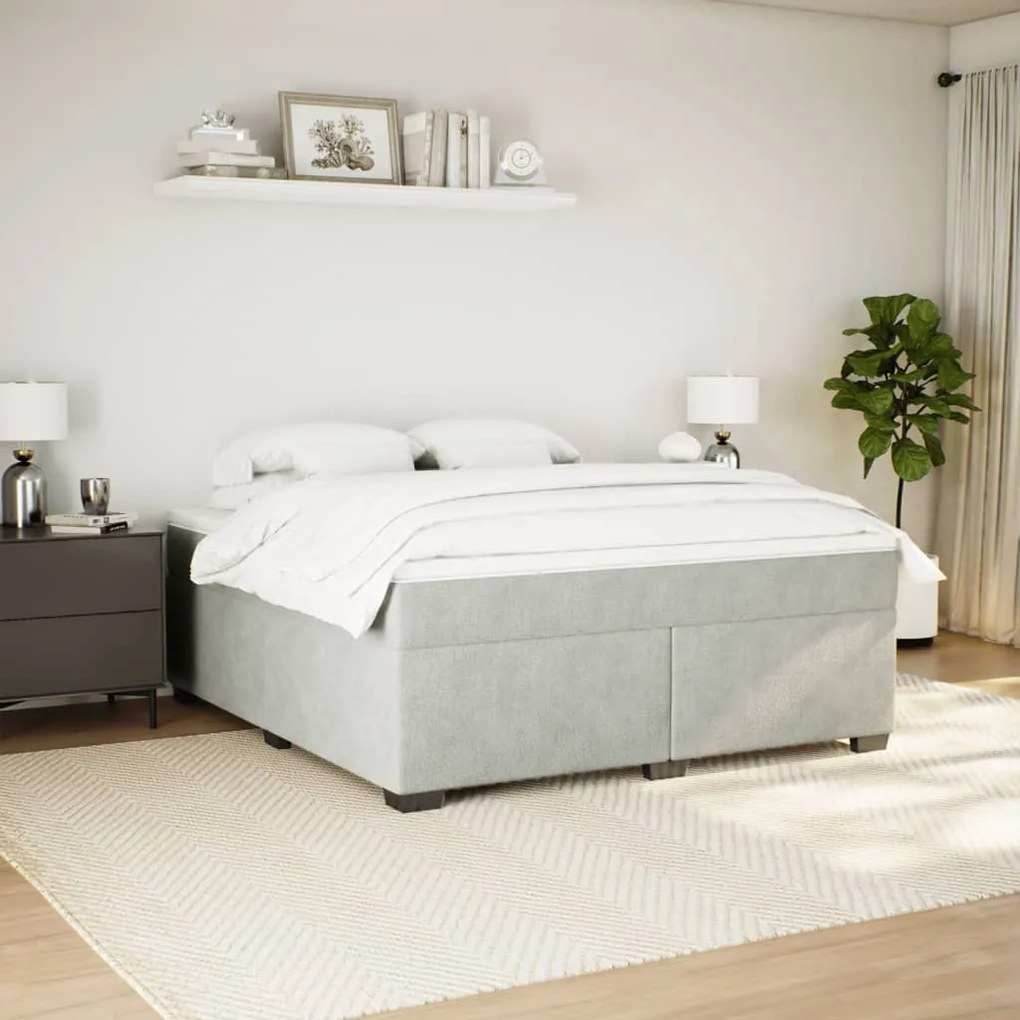 Box spring postel s matrací světle šedá 180x200 cm samet 3285299