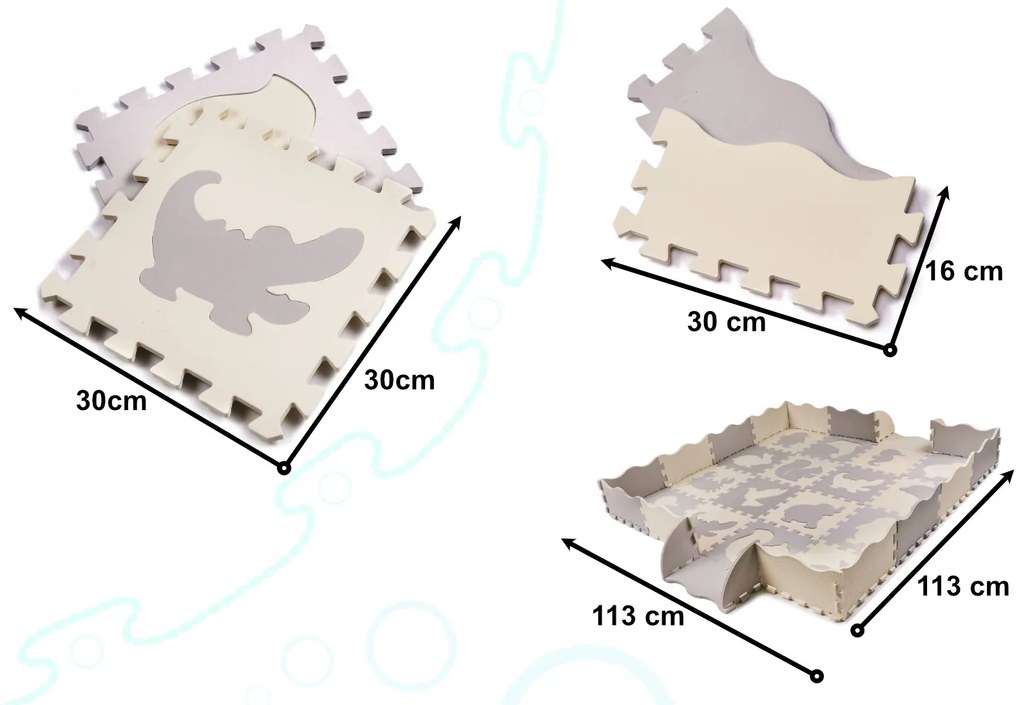 Creative Corner Pěnová podložka na skládání puzzlí/dětská ohrádka 36el. šedá-ecru