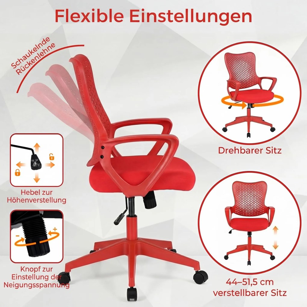 Costway Ergonomická kancelářská židle s prodyšným síťovaným opěradlem, výškově