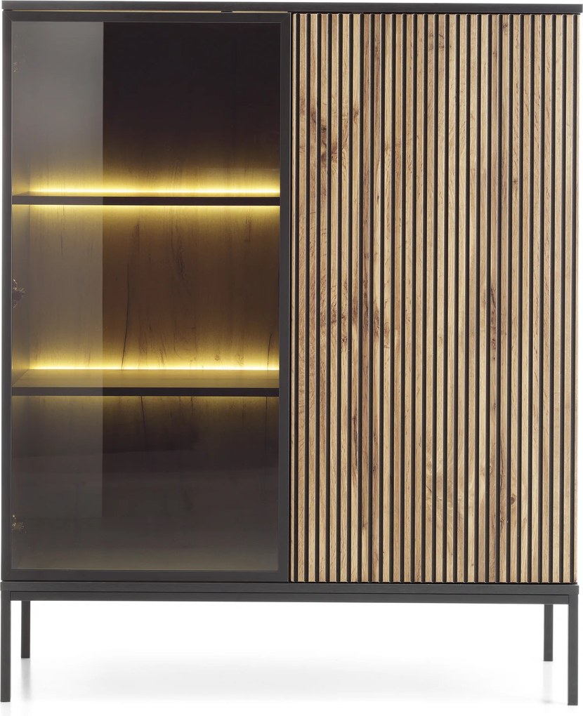 PSK Vitrína SANTAL, Černá/Dub Votan 104 cm