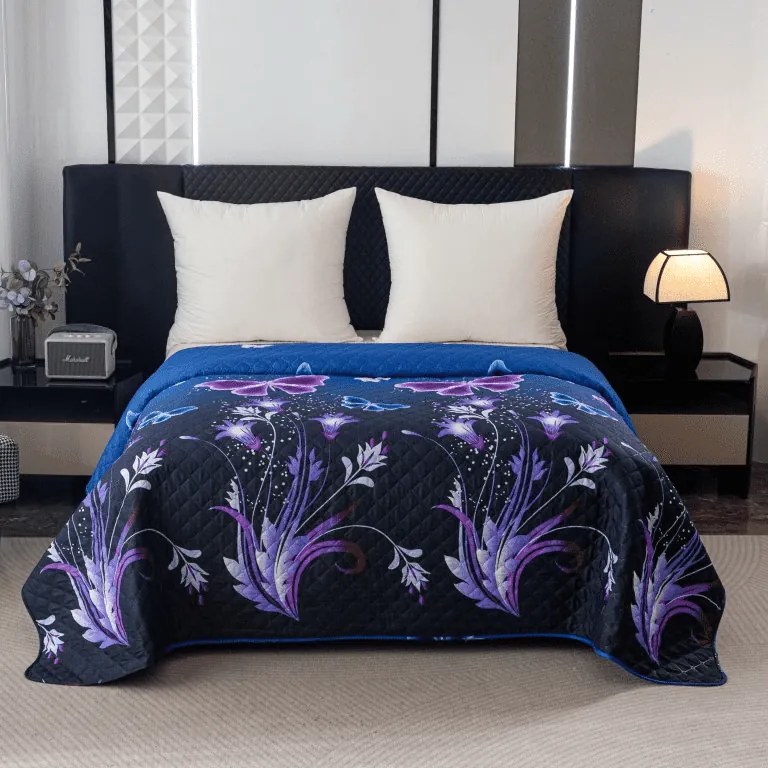 Přehoz na postel VIOLET BUTTERFLY, tmavě modrý Rozměr: 220 x 240 cm