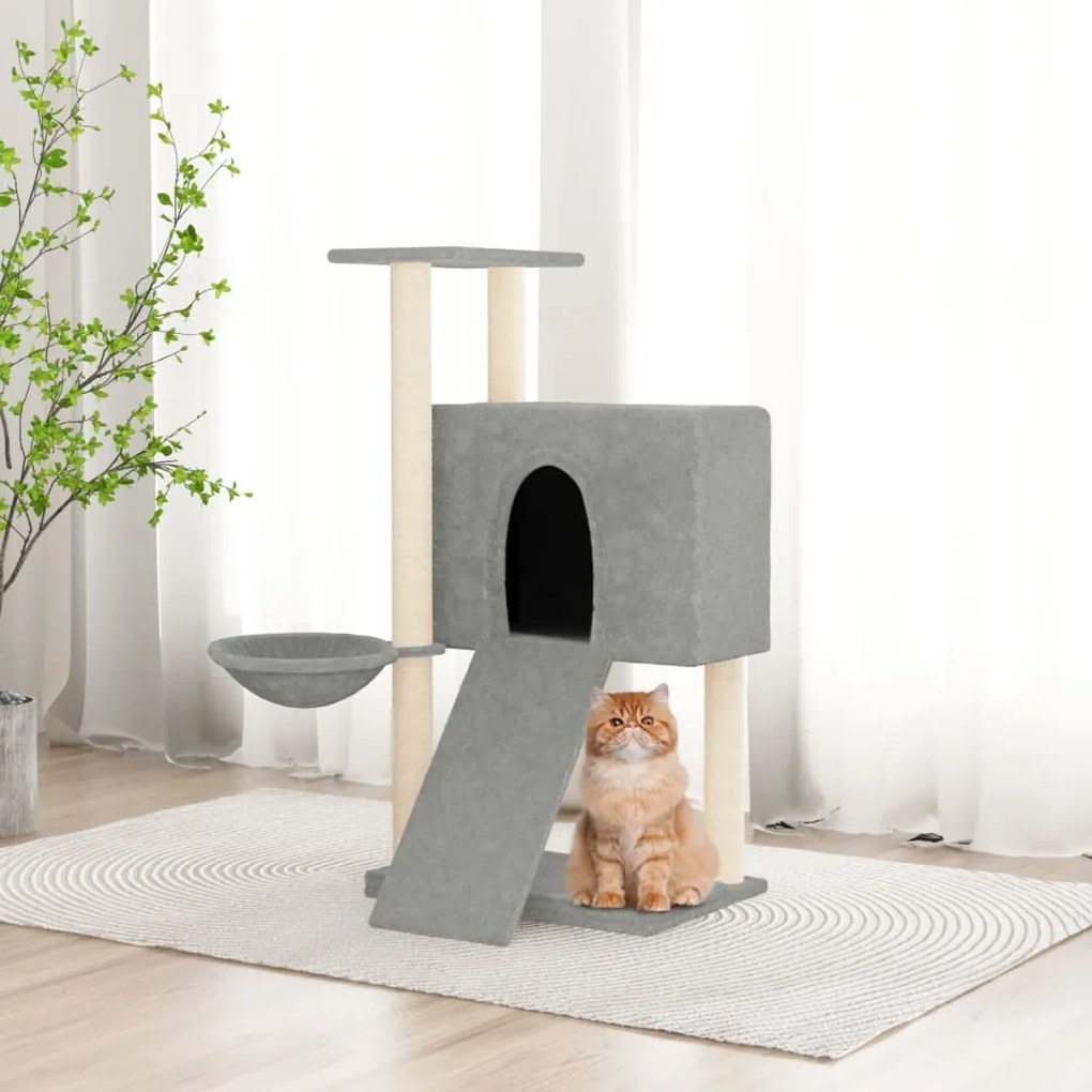 Škrabadlo pro kočky se sisalovými sloupky světle šedé 96 cm 171646