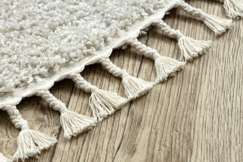 Dywany Łuszczów, Kusový koberec Berber 9000 cream kruh, 160x160 (průměr) kruh, bílá, ložnice