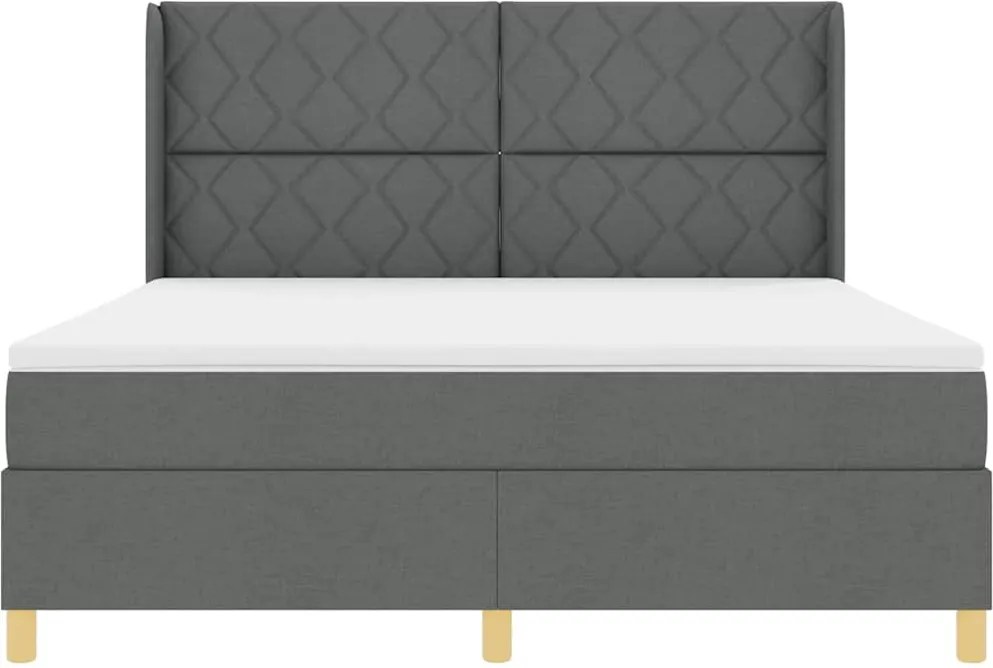 Postel s boxspringem s čelo Tmavě šedá 180 x 200 cm textil 3341911