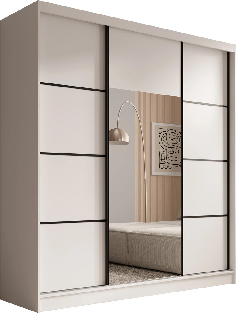 ADRK Furniture Šatní skříň s posuvnými dveřmi Keri 200 ADRK-SW-KER-200-WB
