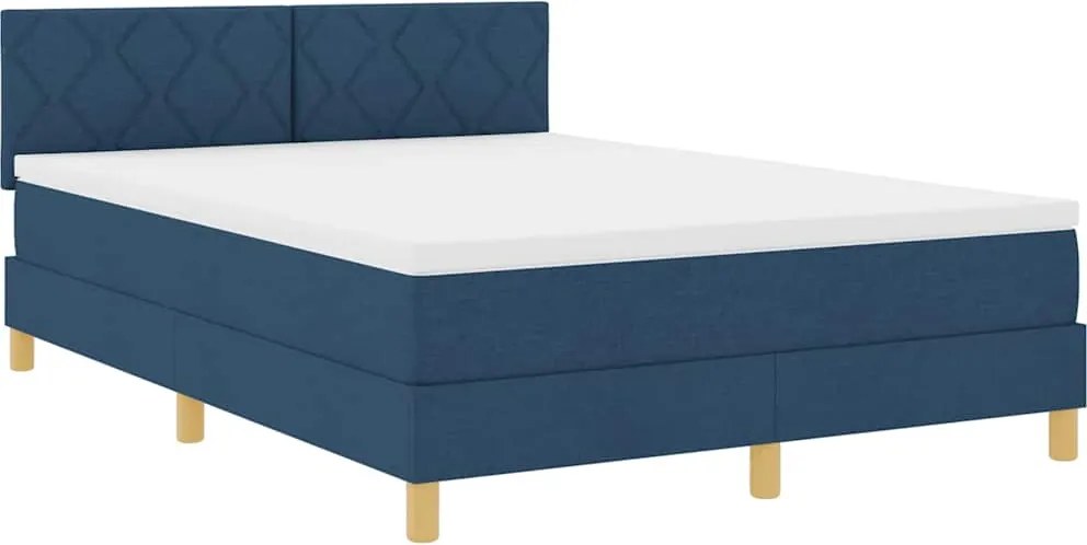 Postel s boxspringem s polštářem Modrá 140 x 190 cm textil 3338999