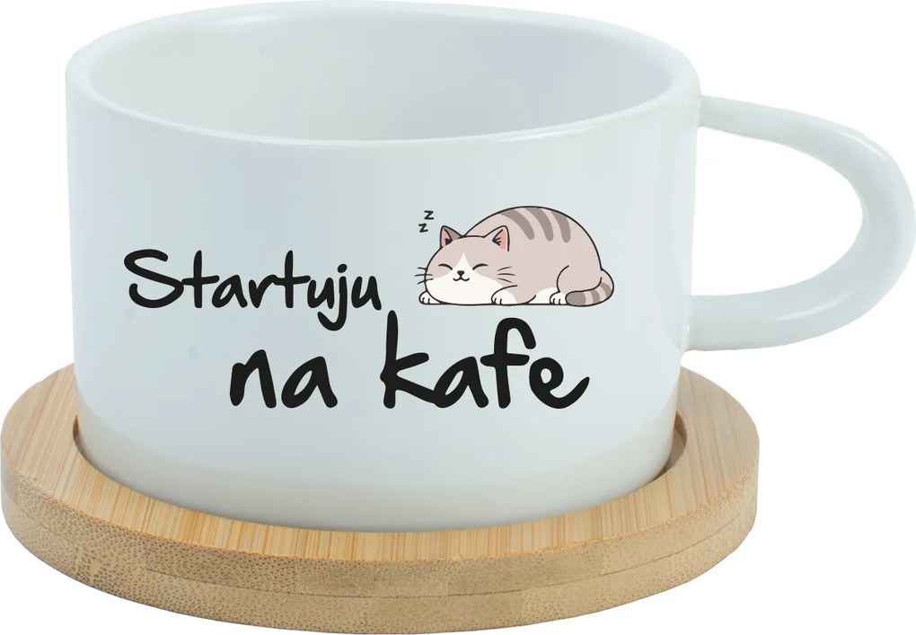 STARTUJU NA KAFE - bílý hrníček makronka 200 ml