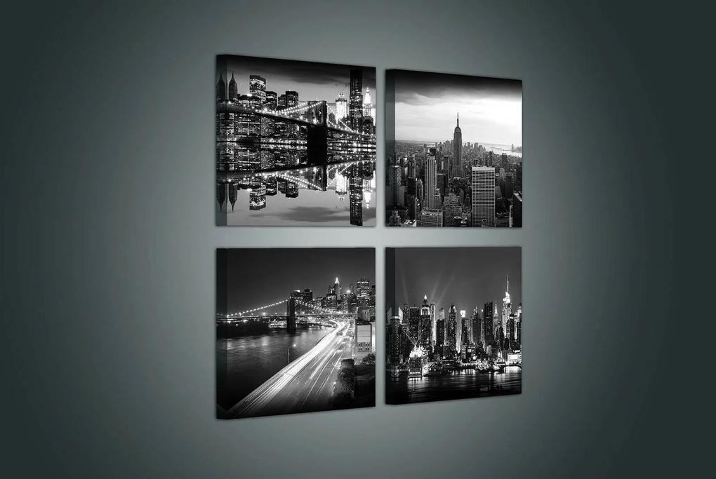 Postershop Obraz na plátně: Černobílý New York (2) - set 4ks 25x25cm