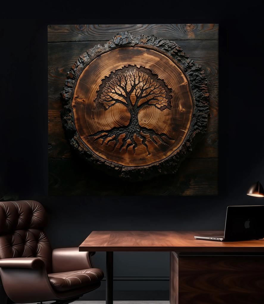 Obraz na plátně - Strom života Triess, dřevo styl FeelHappy.cz Velikost obrazu: 120 x 120 cm