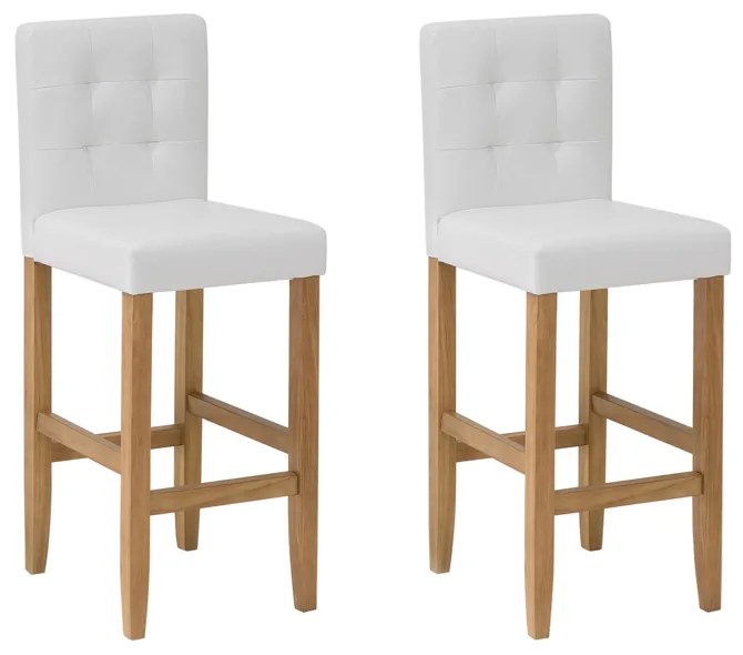 Sada dvou barových židlí čalouněných bílou koženkou, MADISON