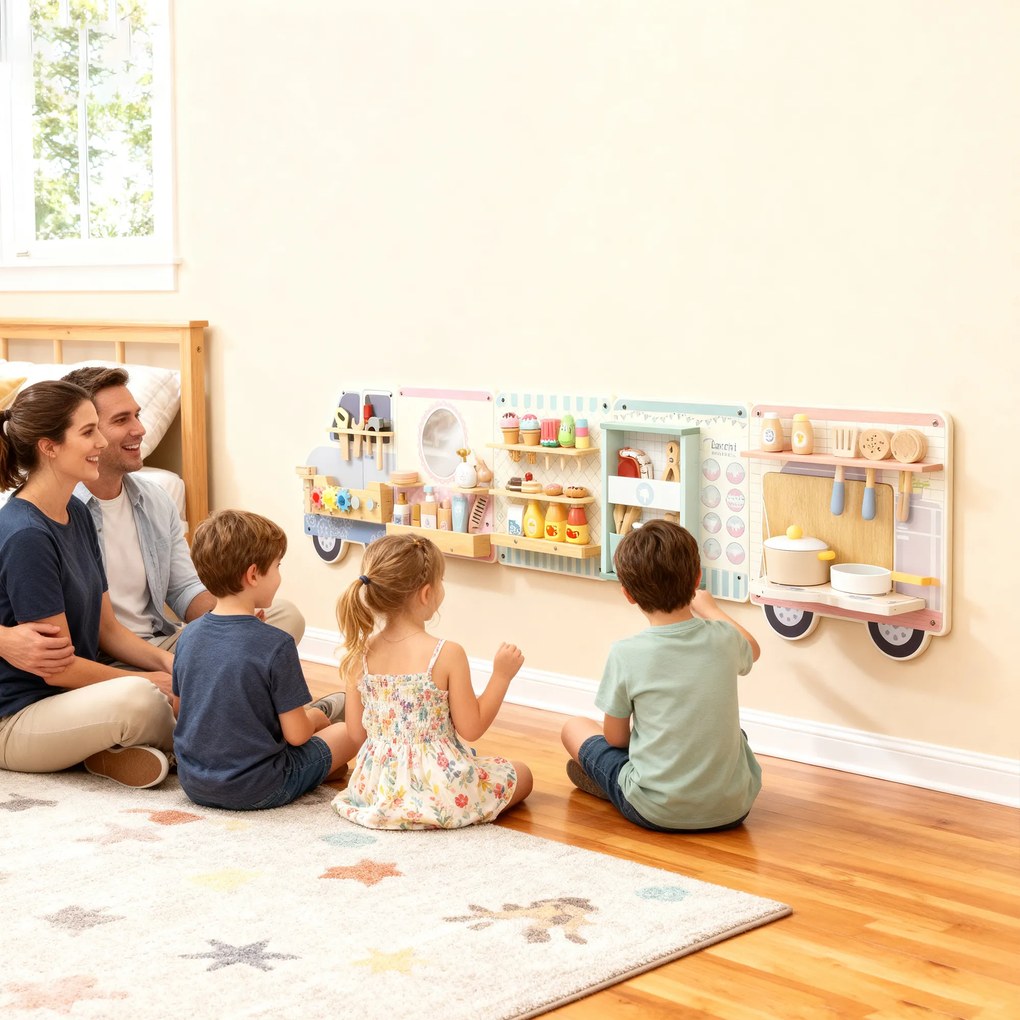 AIYAPLAY Montessori Busy Board senzorická hračka ve designu náklaďáku od 3 let