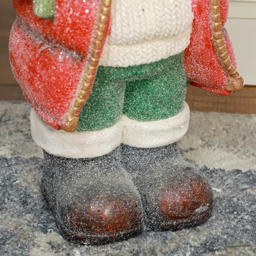 HOMCOM Figurína Santa Clause se stromkem a dárkem, 3 teplé bílé LED, na baterie, 50 cm