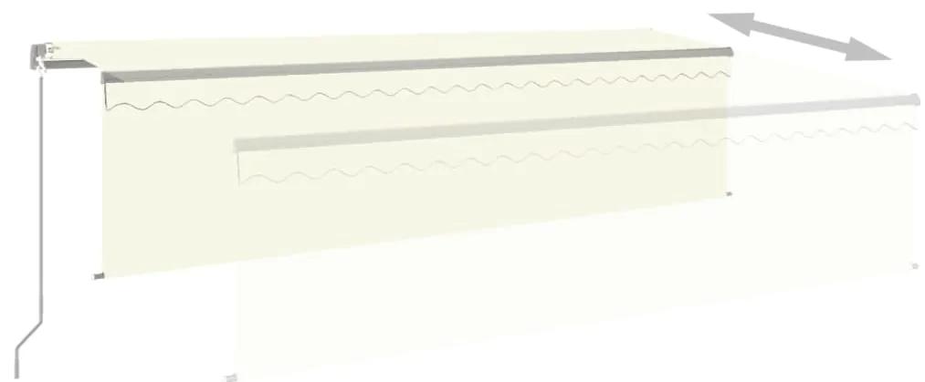 vidaXL Ručně zatahovací markýza s roletou 5 x 3 m krémová