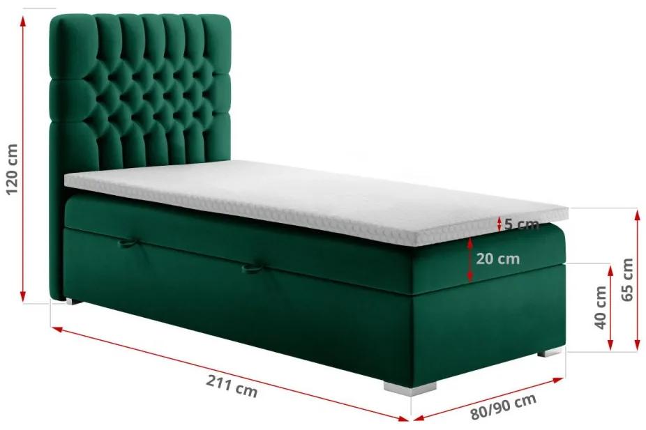 Luxusní jednolůžková postel MILANIA 80x200 cm Pravá Béžová