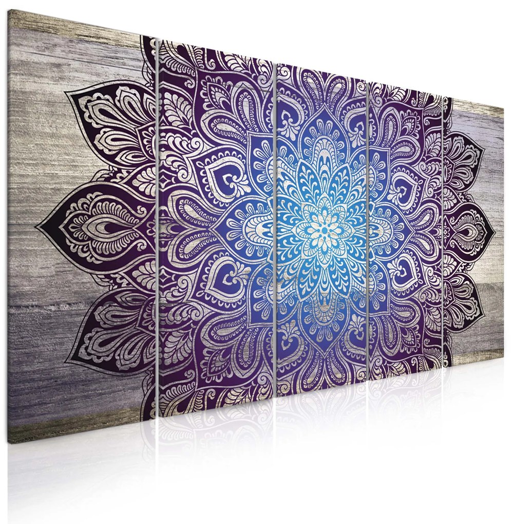 Malvis ® Obraz mandala na dřevě V Velikost (šířka x výška): pětidílný obdélník - 100x45 cm