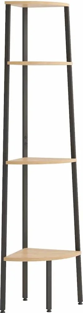 4patrová rohová police světle hnědá a černá 45,5 x 31,5 x 150 cm 336391